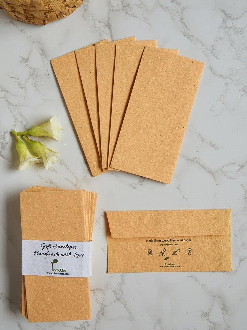 Light Orange Colored Seed Paper Gift Envelopes (Set of 6)